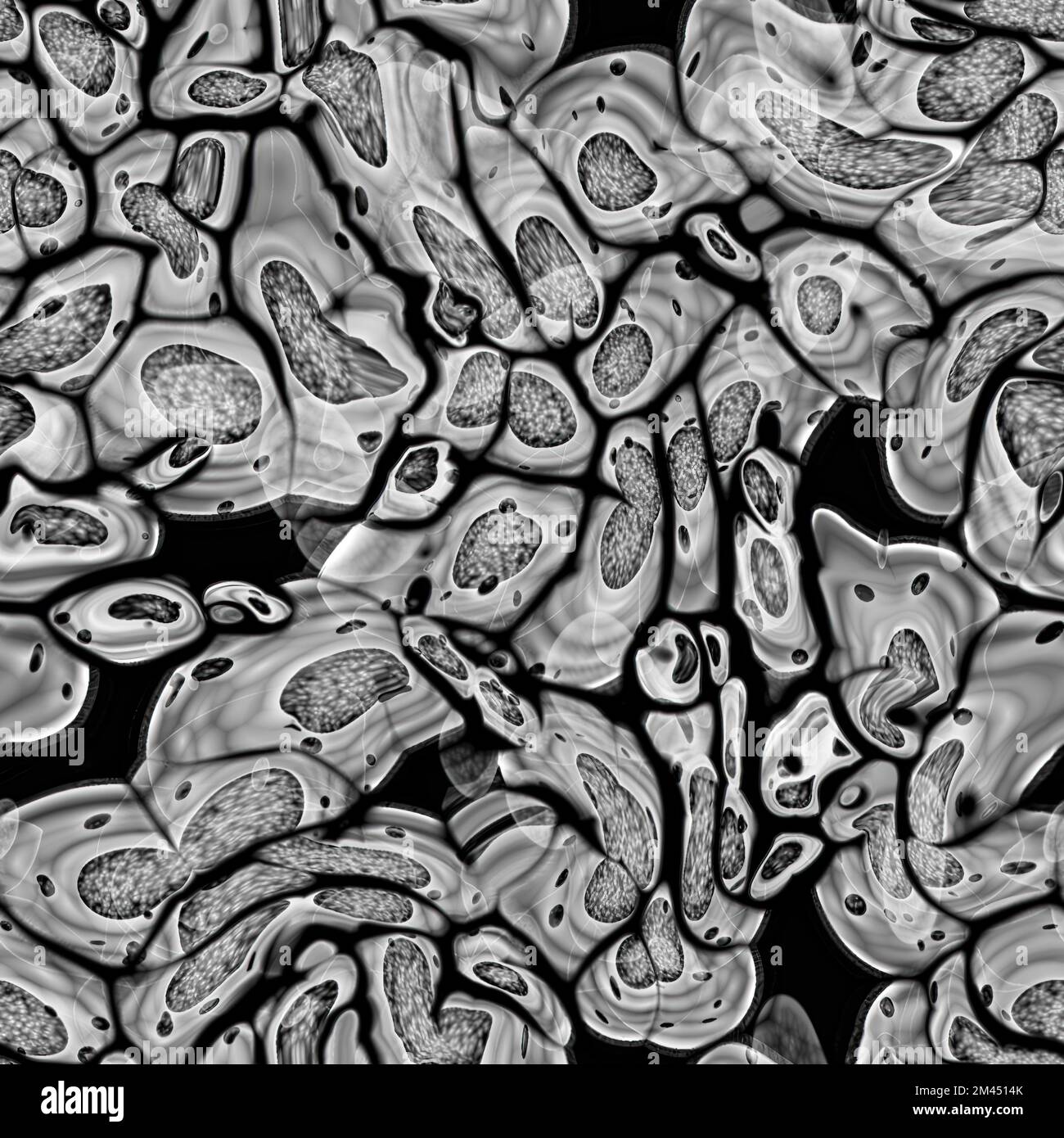 Abstract cell of virus or pathogenic bacterium under microscope ...