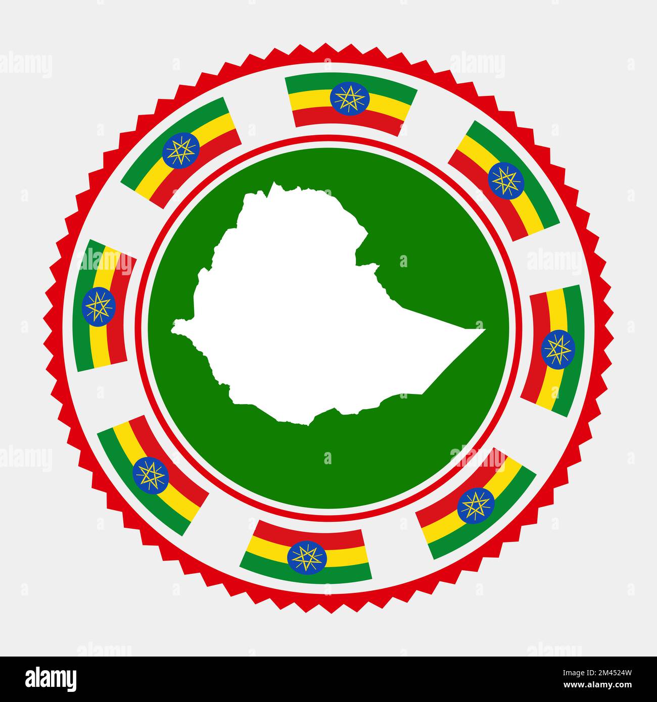 Ethiopia flat stamp. Round logo with map and flag of Ethiopia. Vector ...