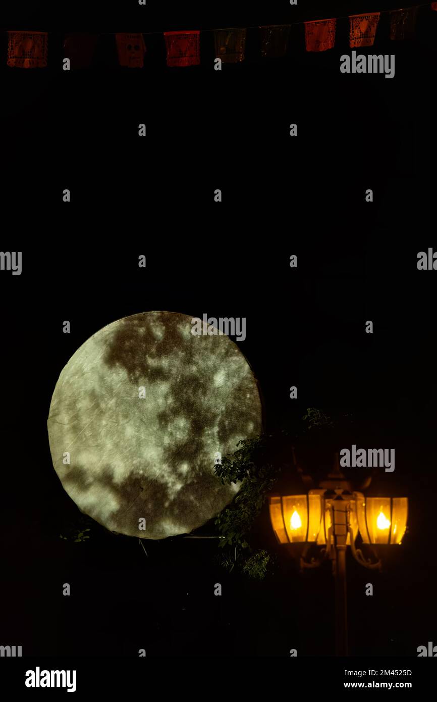 Full moon on the sky in the night. warm light headlamp mexico Stock ...