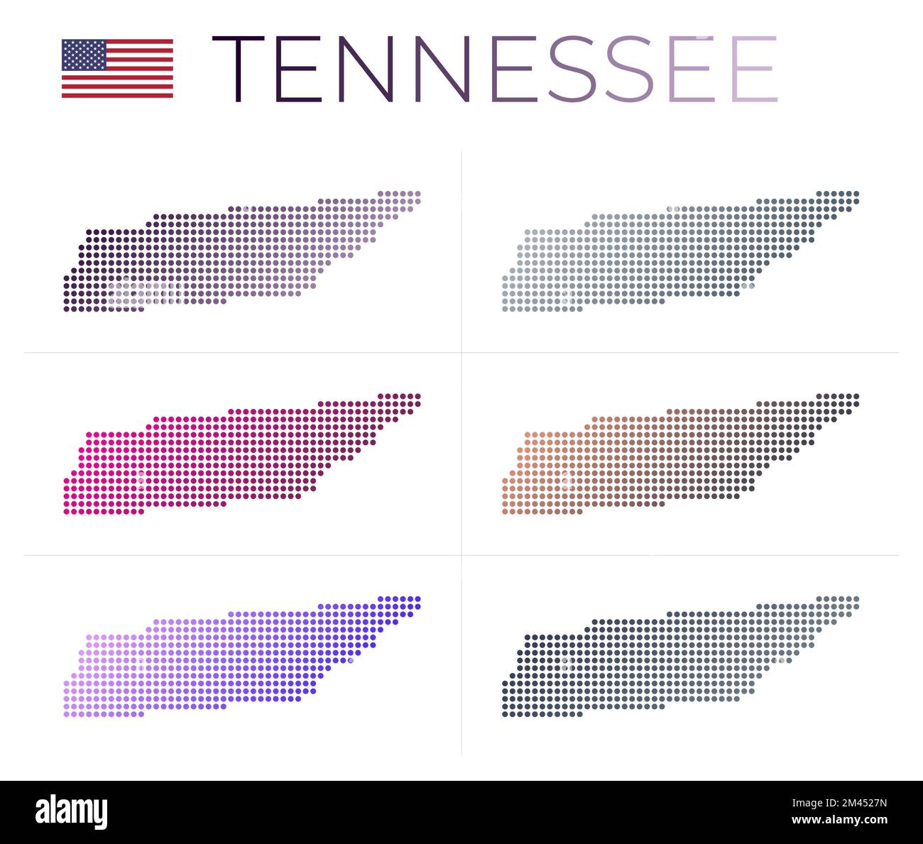 Tennessee dotted map set. Map of Tennessee in dotted style. Borders of ...