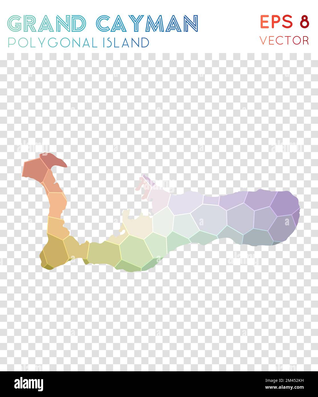 Grand Cayman polygonal map, mosaic style island. Precious low poly ...