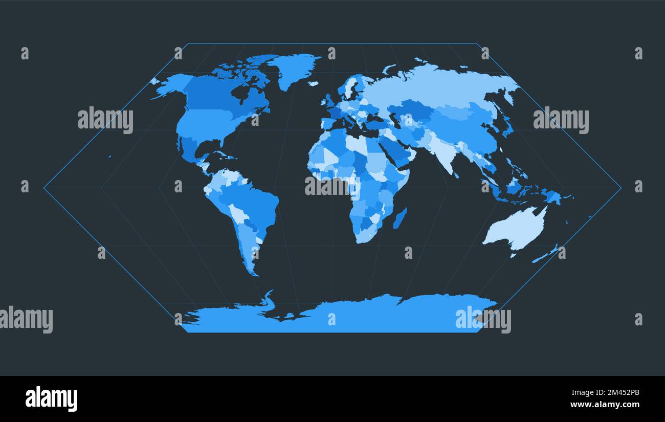 World Map. Eckert I projection. Futuristic world illustration for your ...