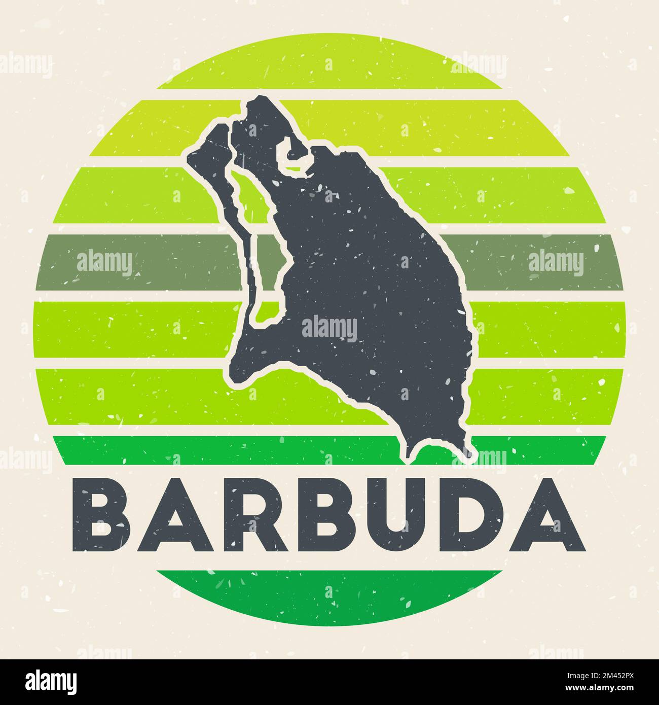 Barbuda logo. Sign with the map of the island and colored stripes ...
