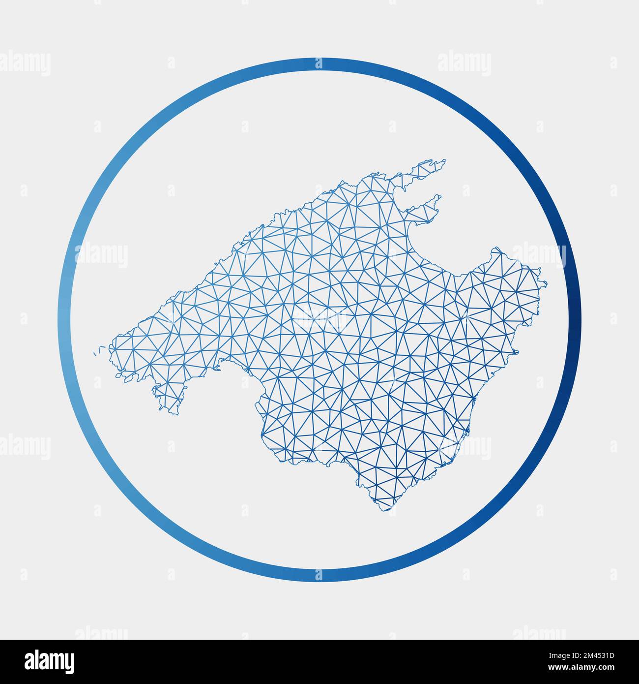 Majorca icon. Network map of the island. Round Majorca sign with ...