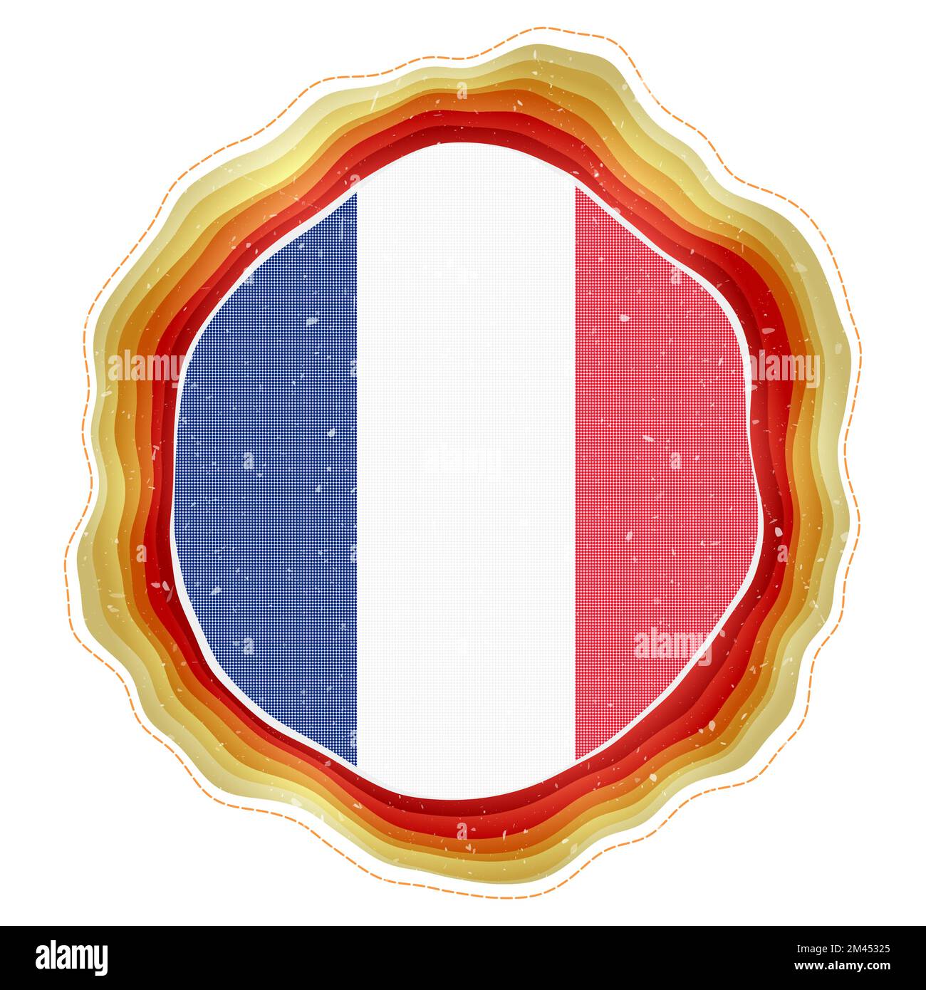 France flag in frame. Badge of the country. Layered circular sign ...