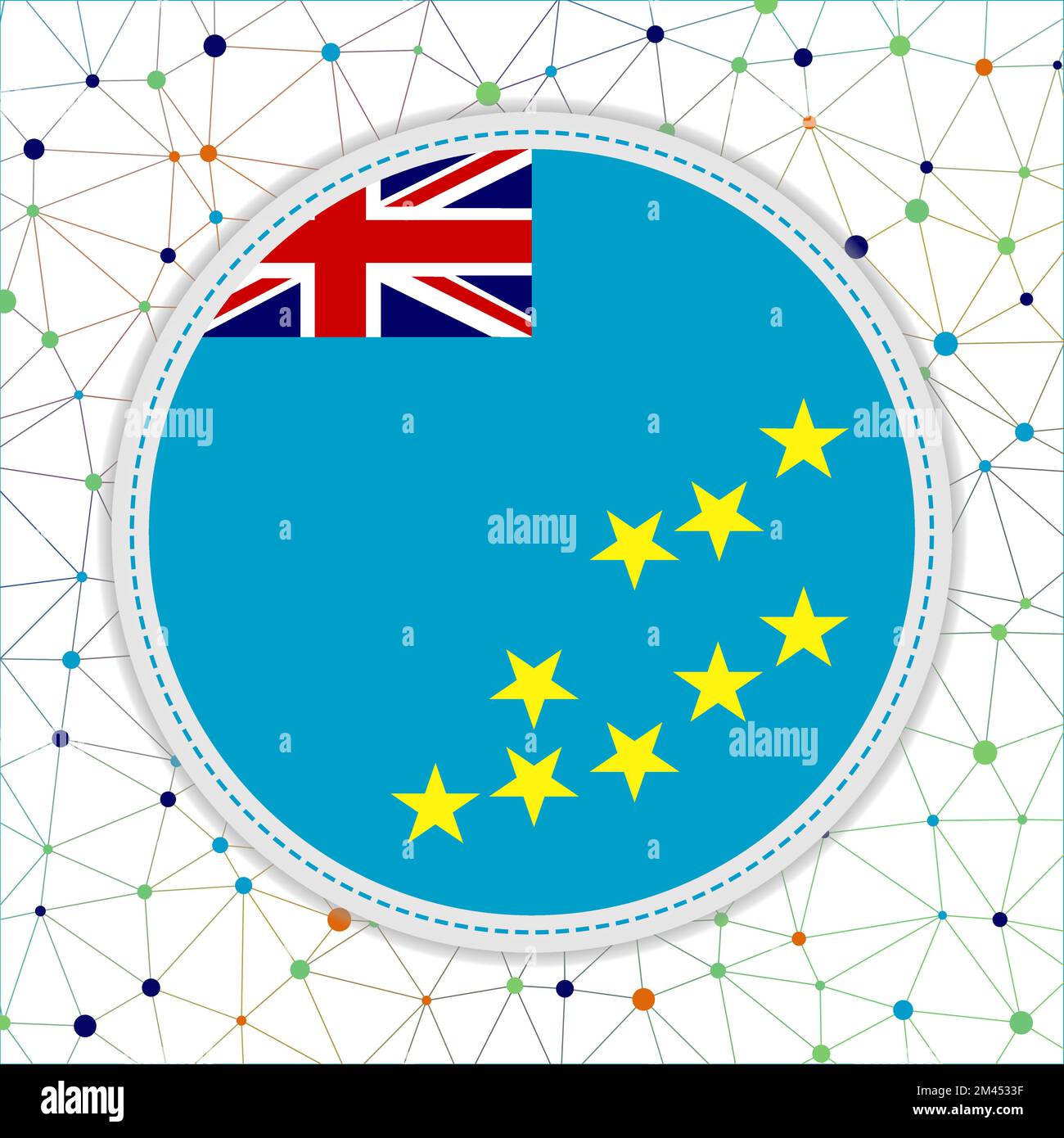 Flag of Tuvalu with network background. Tuvalu sign. Vibrant vector ...