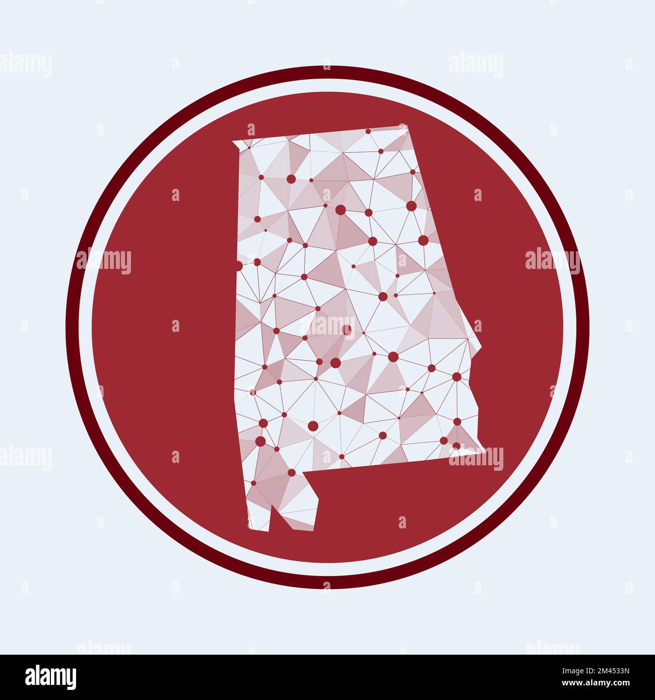 Alabama icon. Trendy tech logo of the US state. Geometric mesh round ...