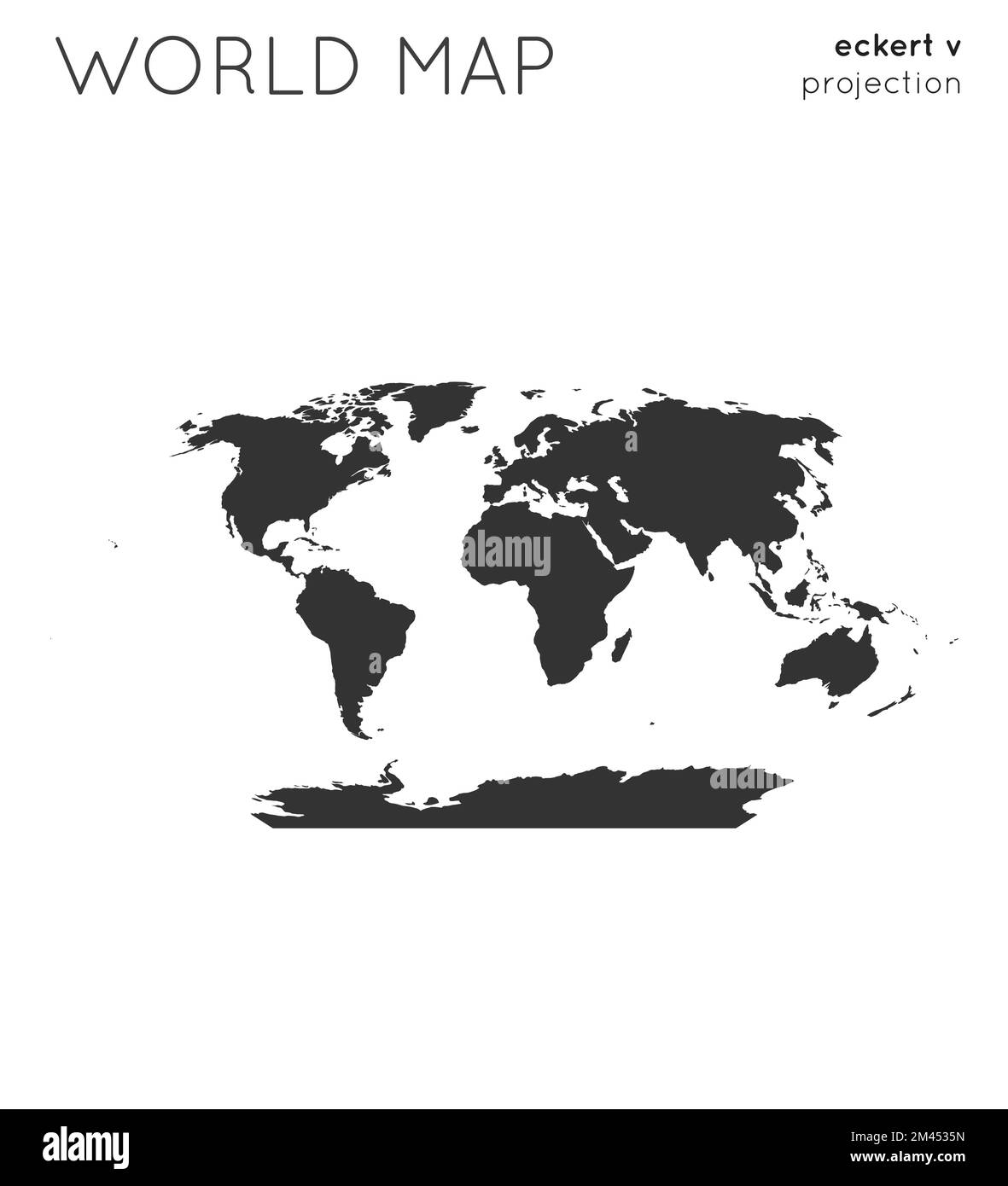 World map. Globe in Eckert V projection, plain style. Modern vector ...