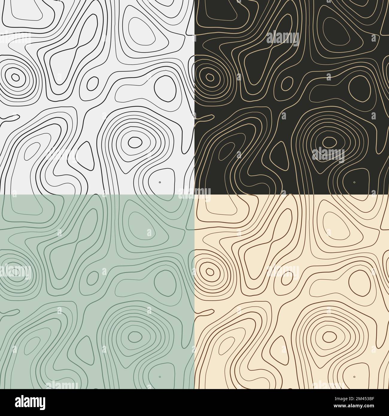 Topography patterns. Seamless elevation map tiles. Captivating isoline ...