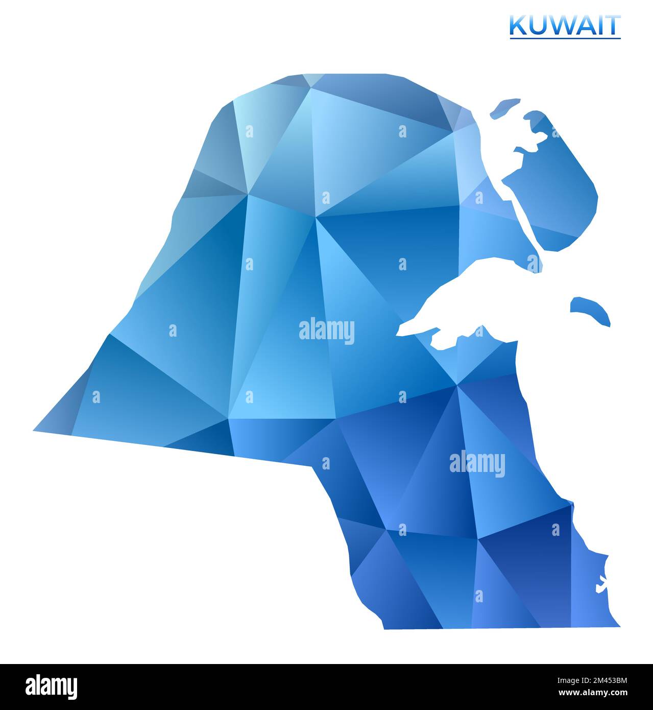 Vector polygonal Kuwait map. Vibrant geometric country in low poly style. Authentic illustration ...