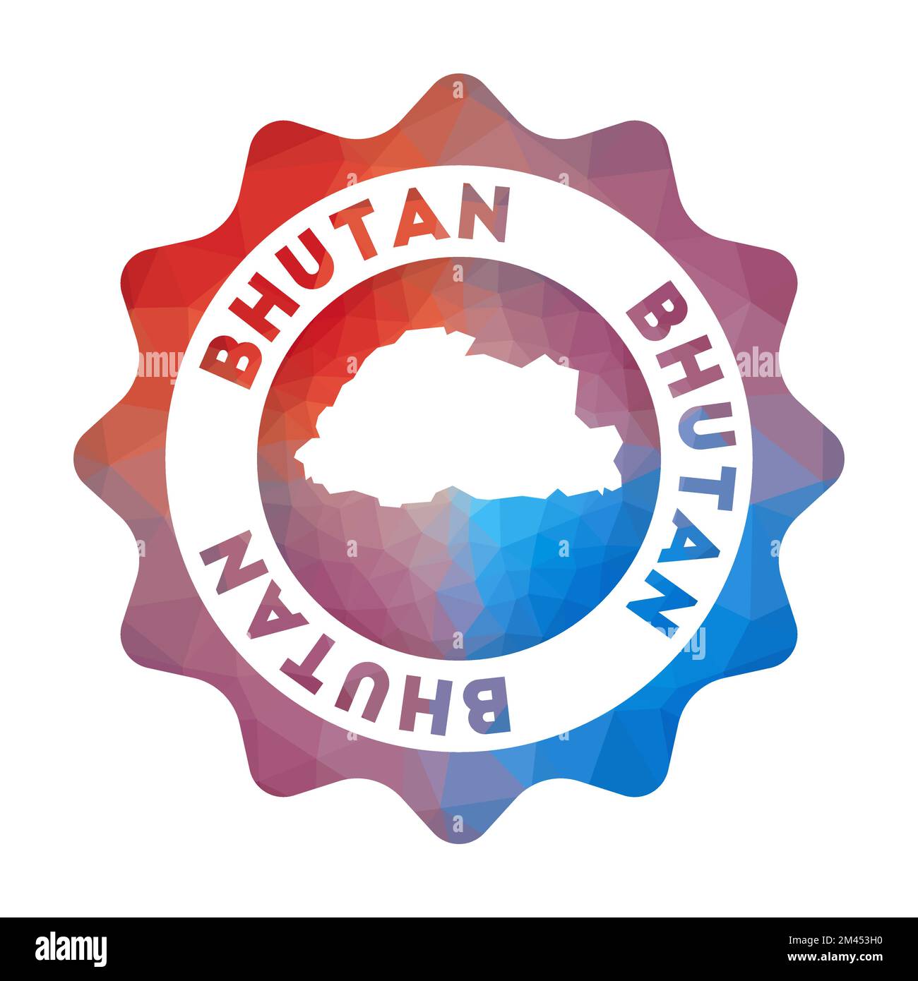 Bhutan low poly logo. Colorful gradient travel logo of the country in ...