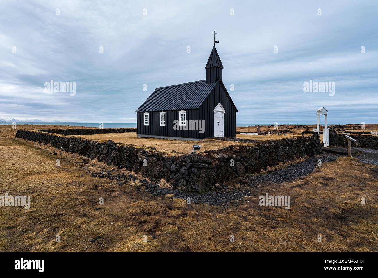 Scenic view of the late-winter landscape at the iconic black church of ...