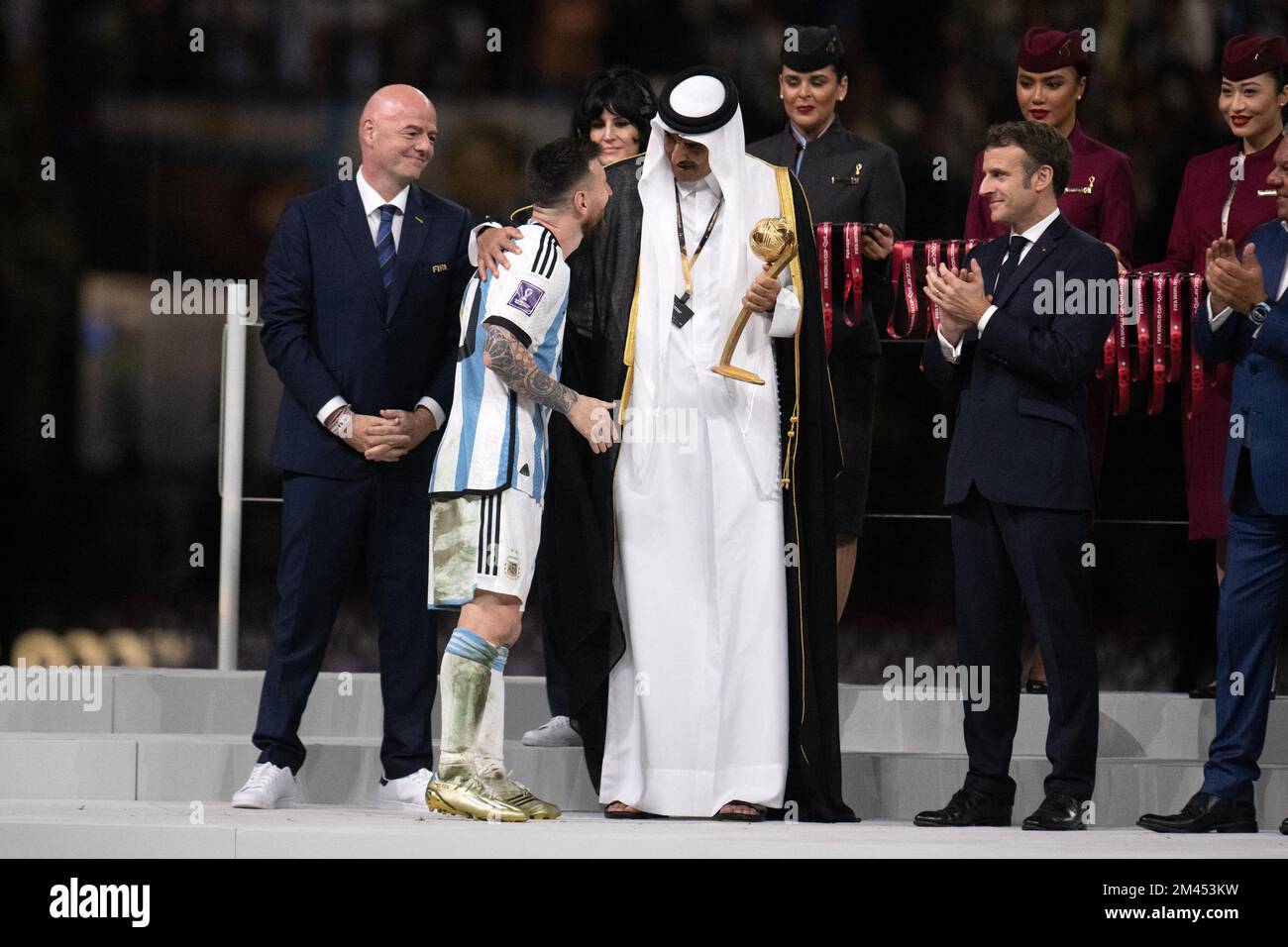 Lusail, Qatar, December 18, 2022. Qatar's Emir Sheikh Tamim bin Hamad ...