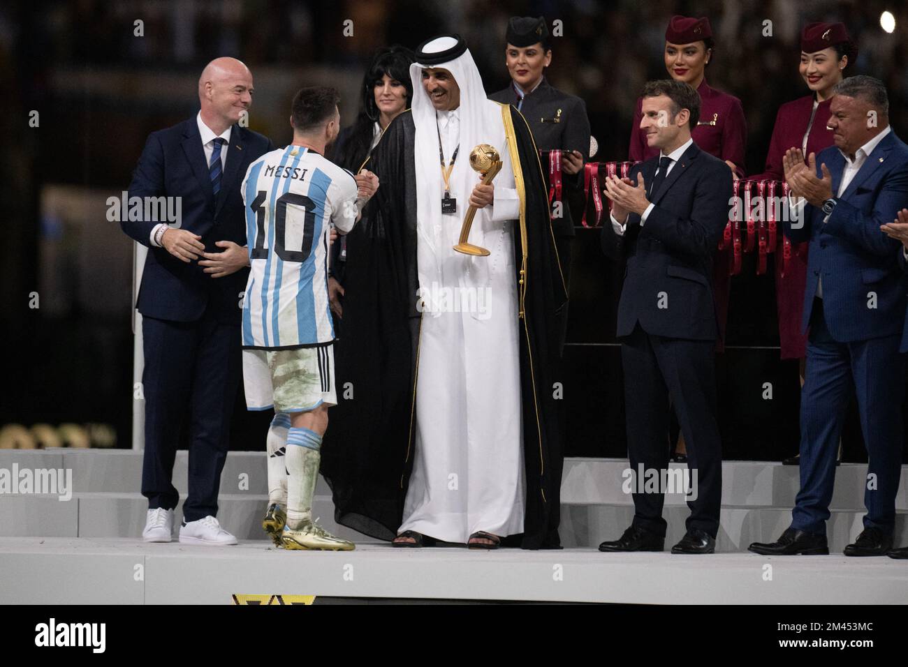 Lusail, Qatar, December 18, 2022. Qatar's Emir Sheikh Tamim bin Hamad ...