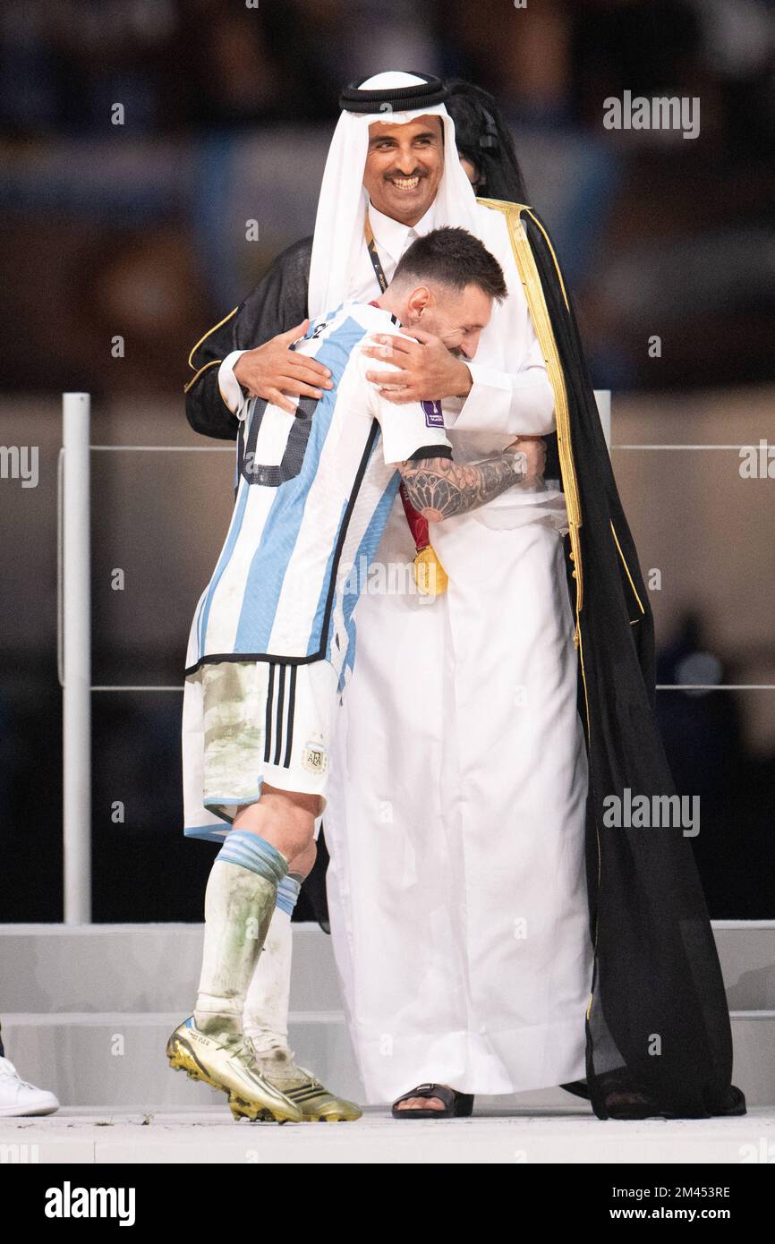 Lusail, Qatar, December 18, 2022. Qatar's Emir Sheikh Tamim bin Hamad ...