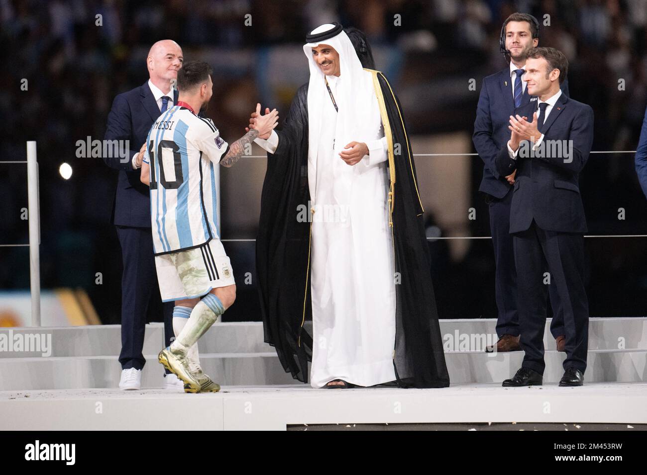 Lusail, Qatar, December 18, 2022. Qatar's Emir Sheikh Tamim bin Hamad ...