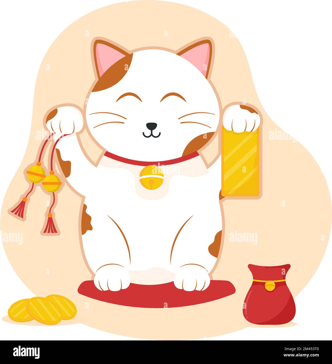 Feng Shui Oriental Philosophy with Cute Cat and Plants for Positive ...