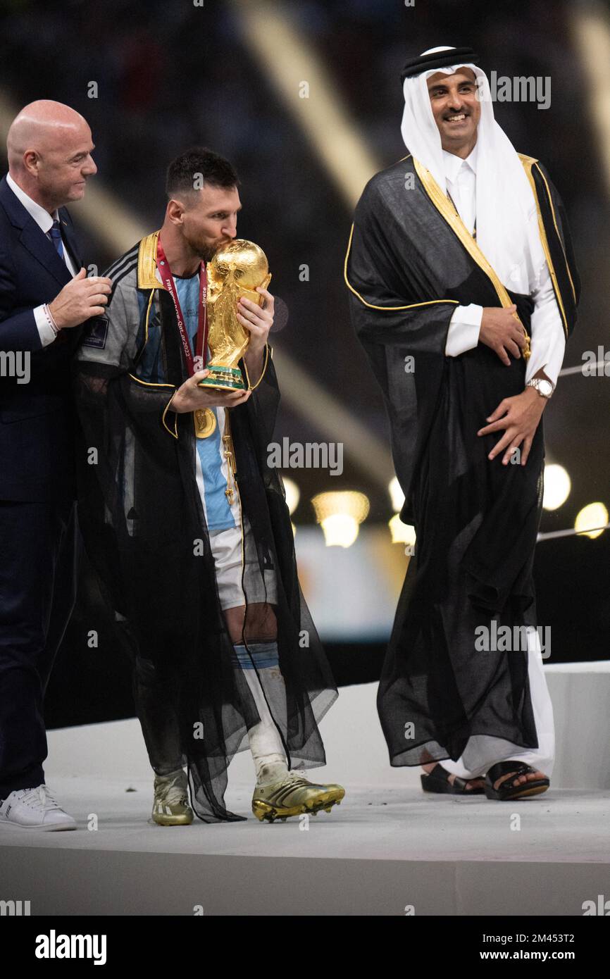 Lusail Qatar December 18 2022 Lionel Messi Of Argentina Kisses The