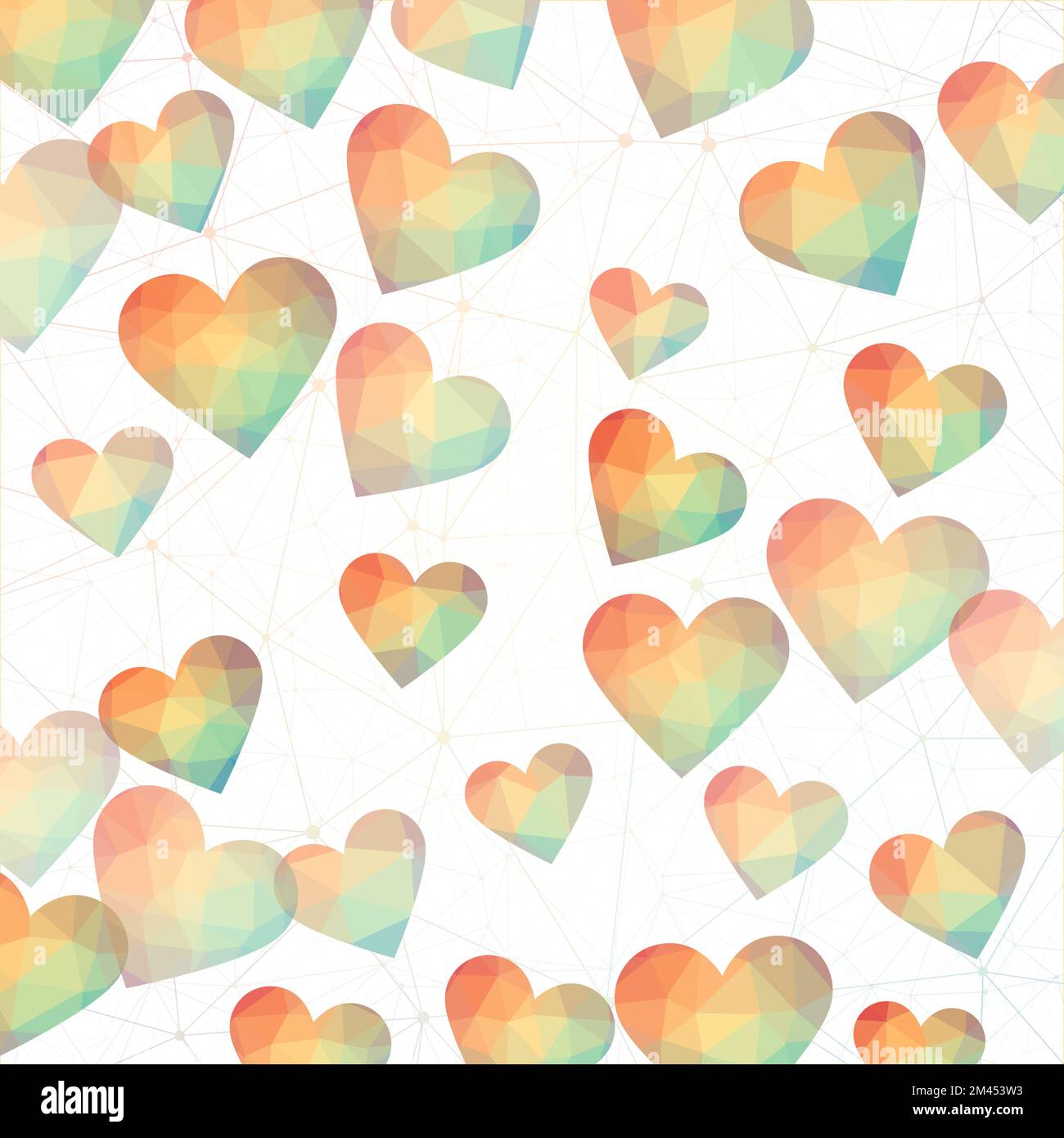 Low Poly Hearts. Polygonal hearts in spectral colors. Artistic digital ...