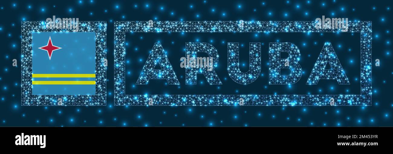 Aruba badge. Flag of Aruba in glowing network geometric style. Amazing ...