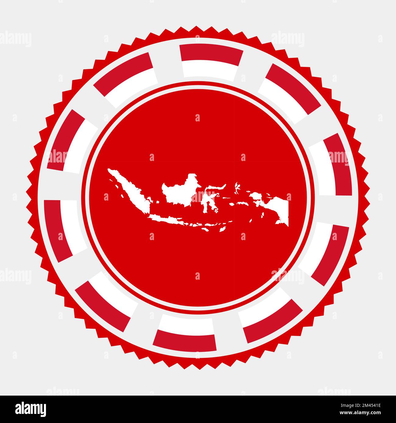 Indonesia flat stamp. Round logo with map and flag of Indonesia. Vector ...