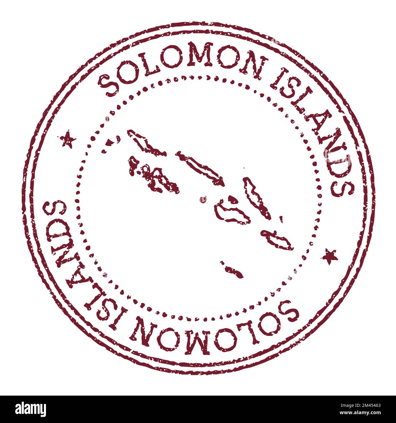 Solomon Islands round rubber stamp with country map. Vintage red ...