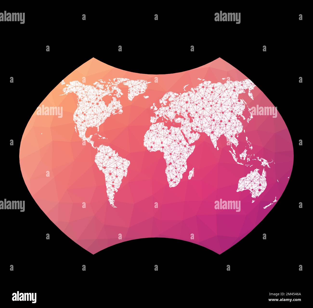 World Network Map Ginzburg Ix Projection Wired Globe In Ginzburg 9 Projection On Geometric Low