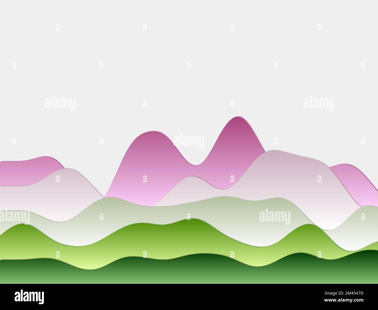 Abstract mountains background. Curved layers in purple, yellow, and ...