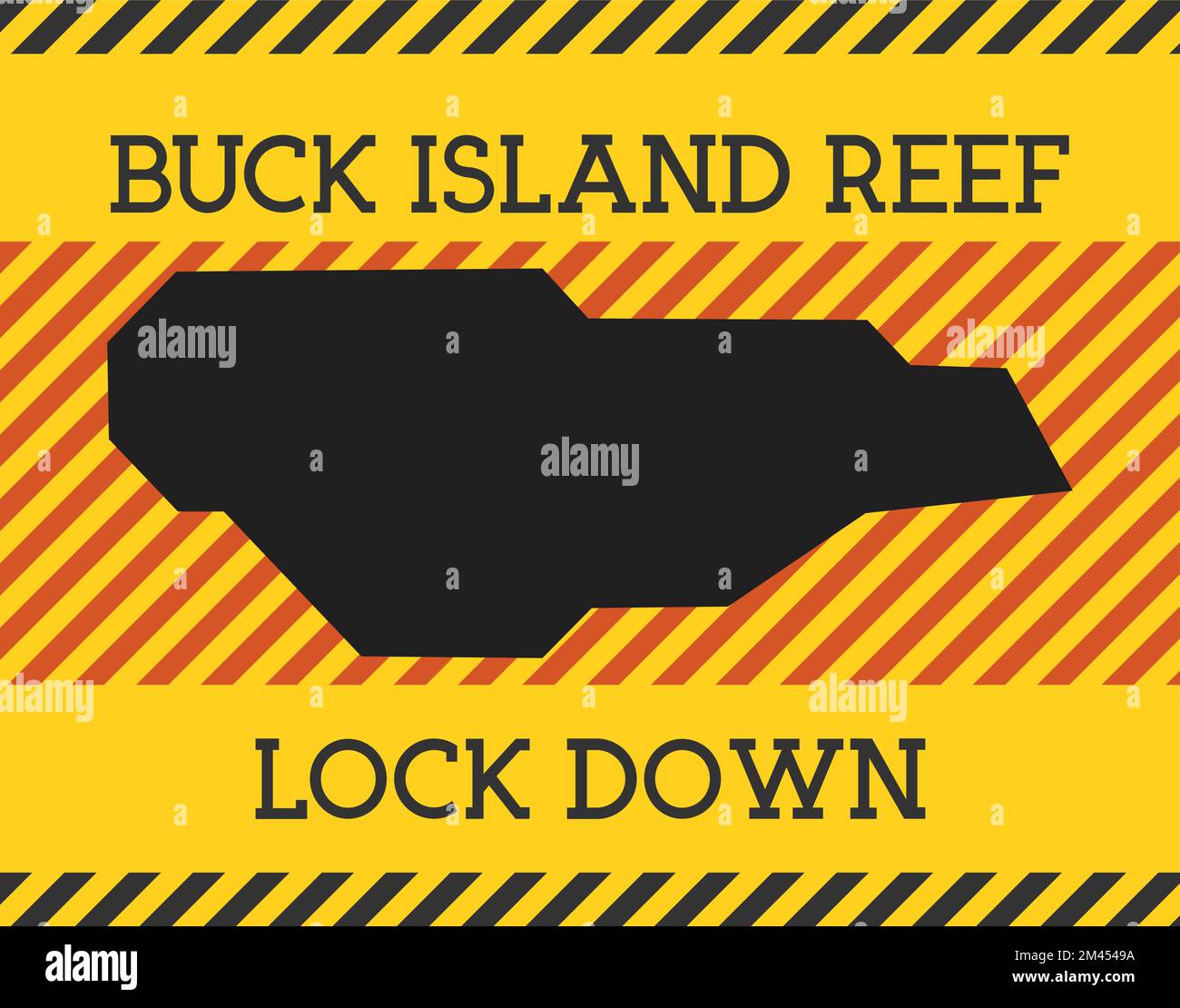 Buck Island Reef Lock Down Sign. Yellow island pandemic danger icon ...