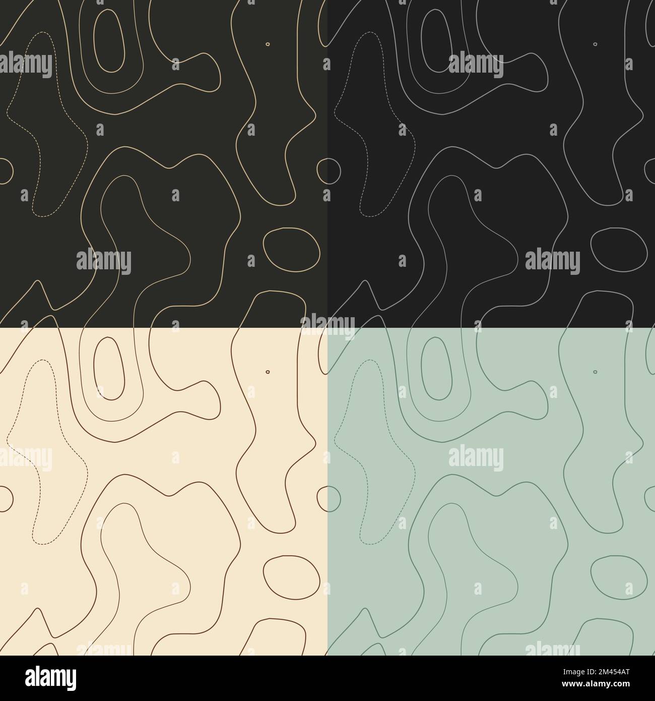 Topography patterns. Seamless elevation map tiles. Authentic isoline ...
