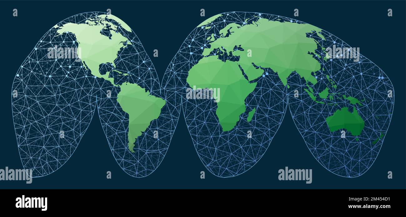 Illustration of global network. Interrupted Homolosine projection ...
