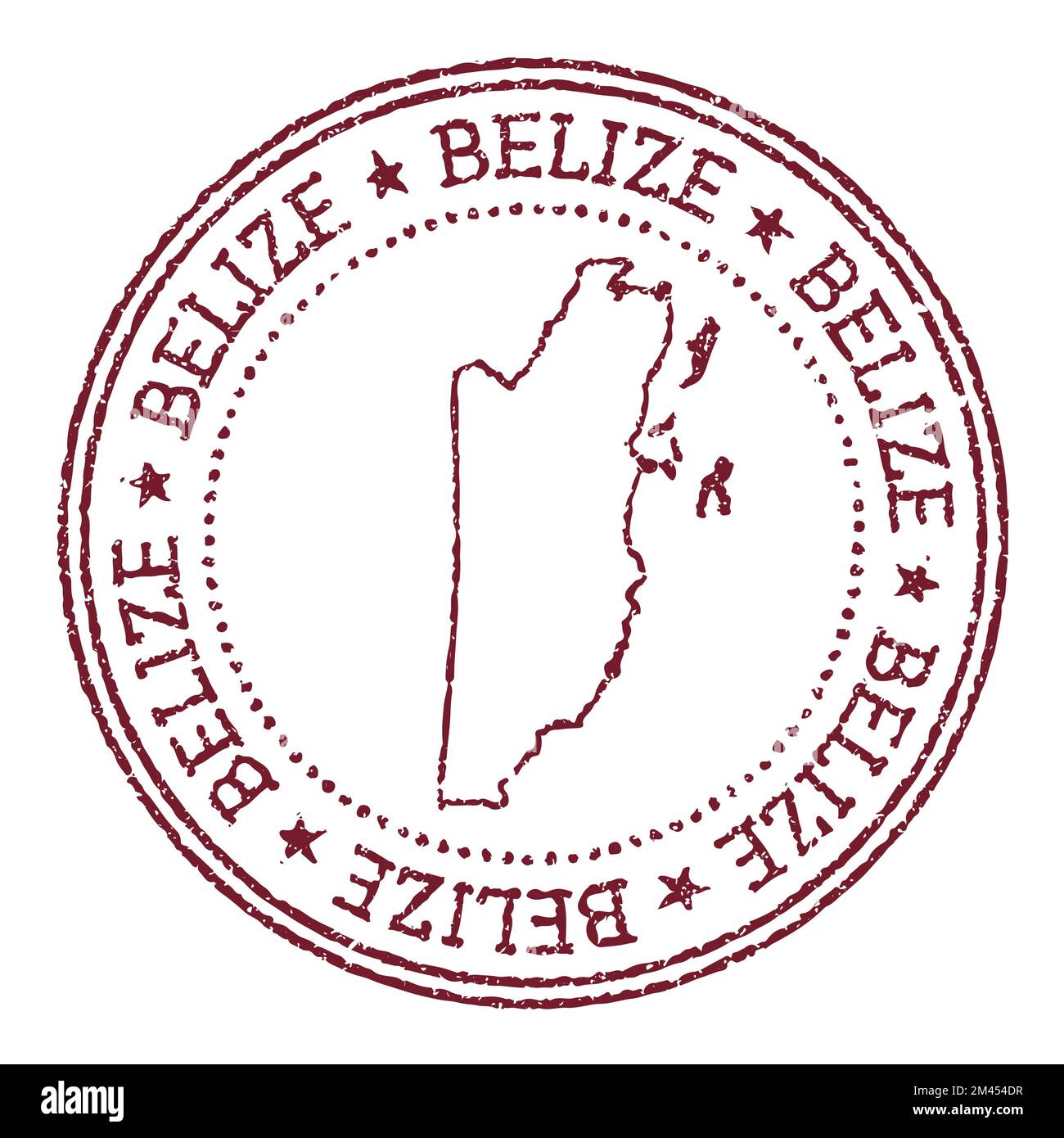 Belize round rubber stamp with country map. Vintage red passport stamp ...