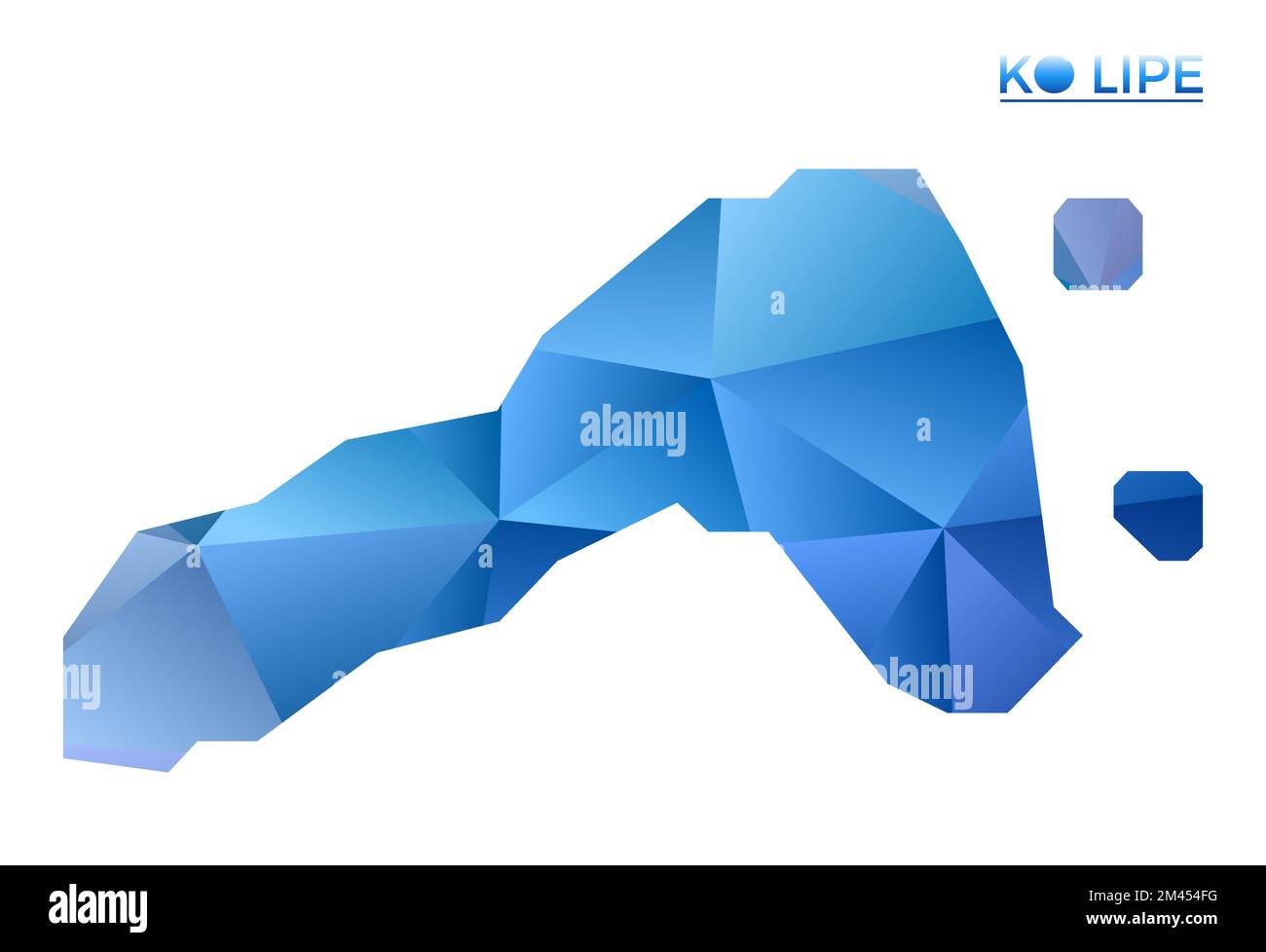 Vector polygonal Ko Lipe map. Vibrant geometric island in low poly style. Beautiful illustration ...