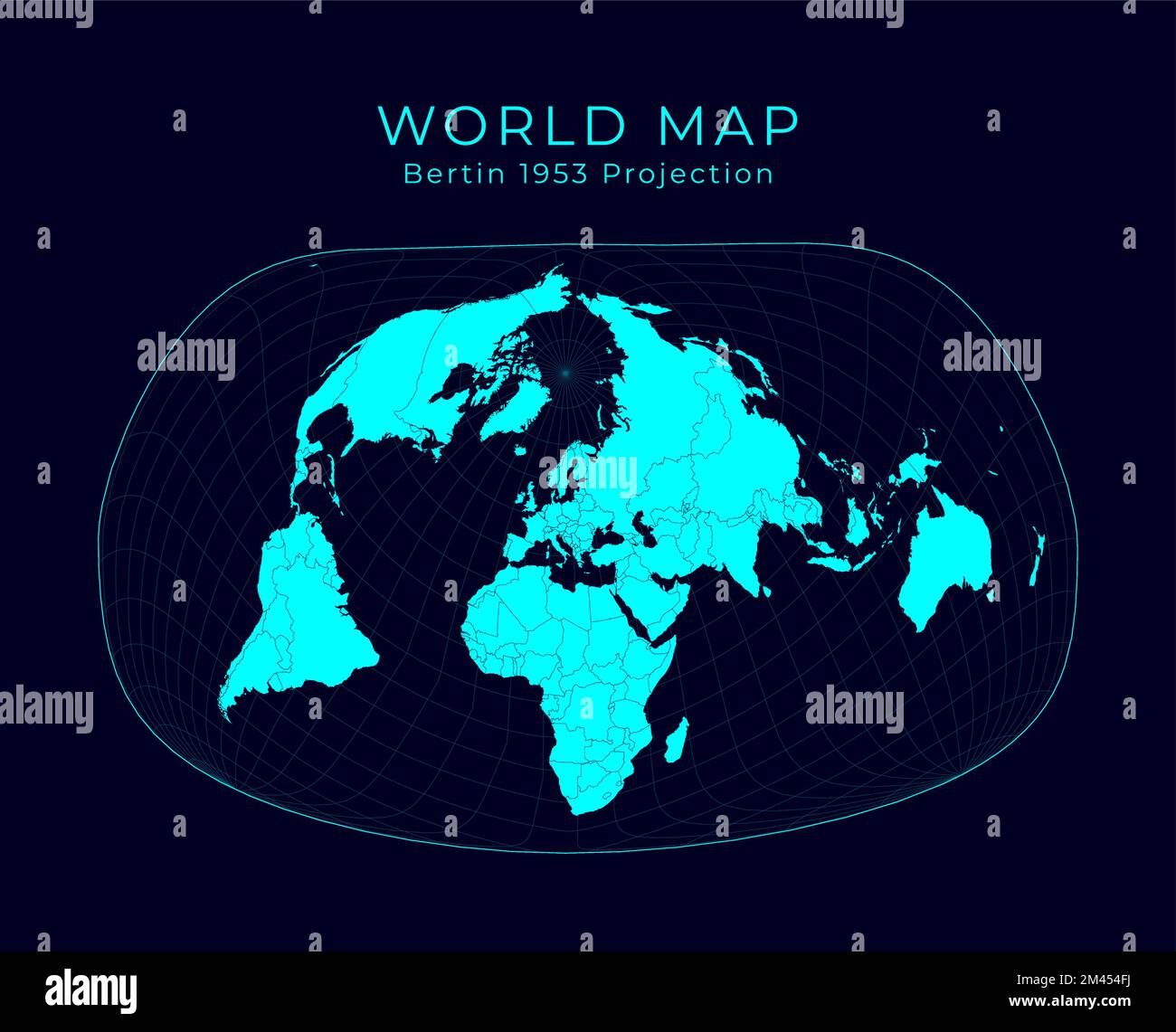Map of the World. Jacques Bertin's 1953 projection. Futuristic ...