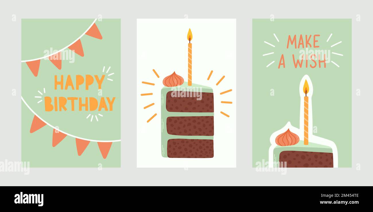 Set of birthday greeting cards vector design eps10 Stock Vector Image ...