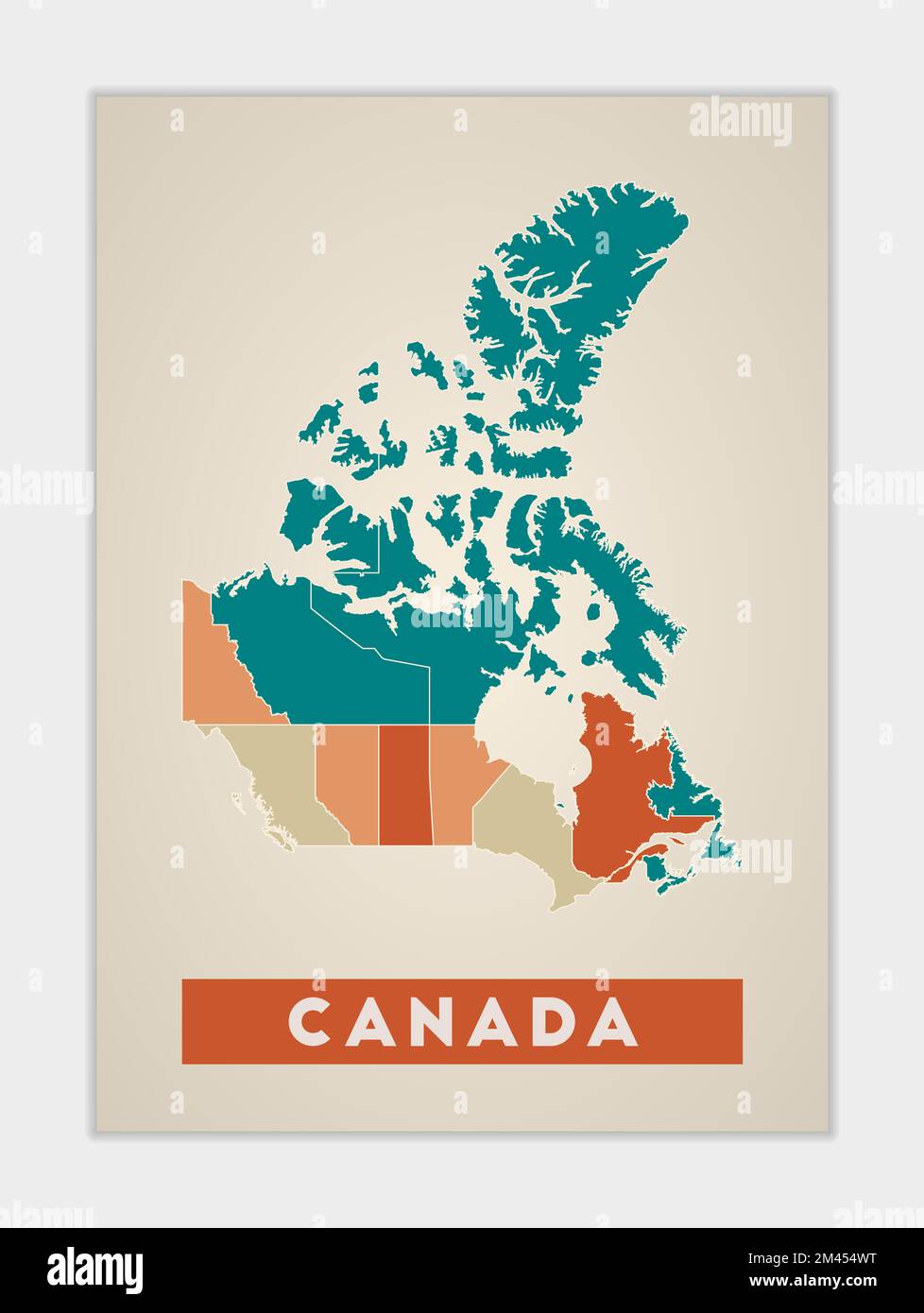 Canada poster. Map of the country with colorful regions. Shape of ...