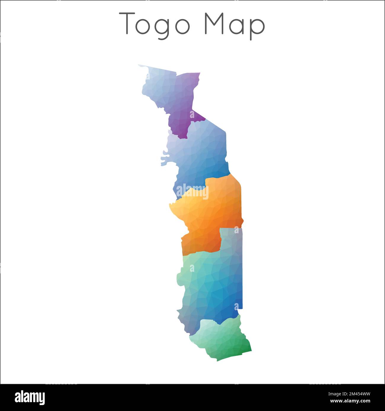 Low poly map of Togo. Togo geometric polygonal, mosaic style map Stock ...