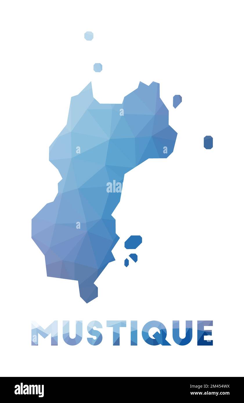 Low poly map of Mustique. Geometric illustration of the island ...