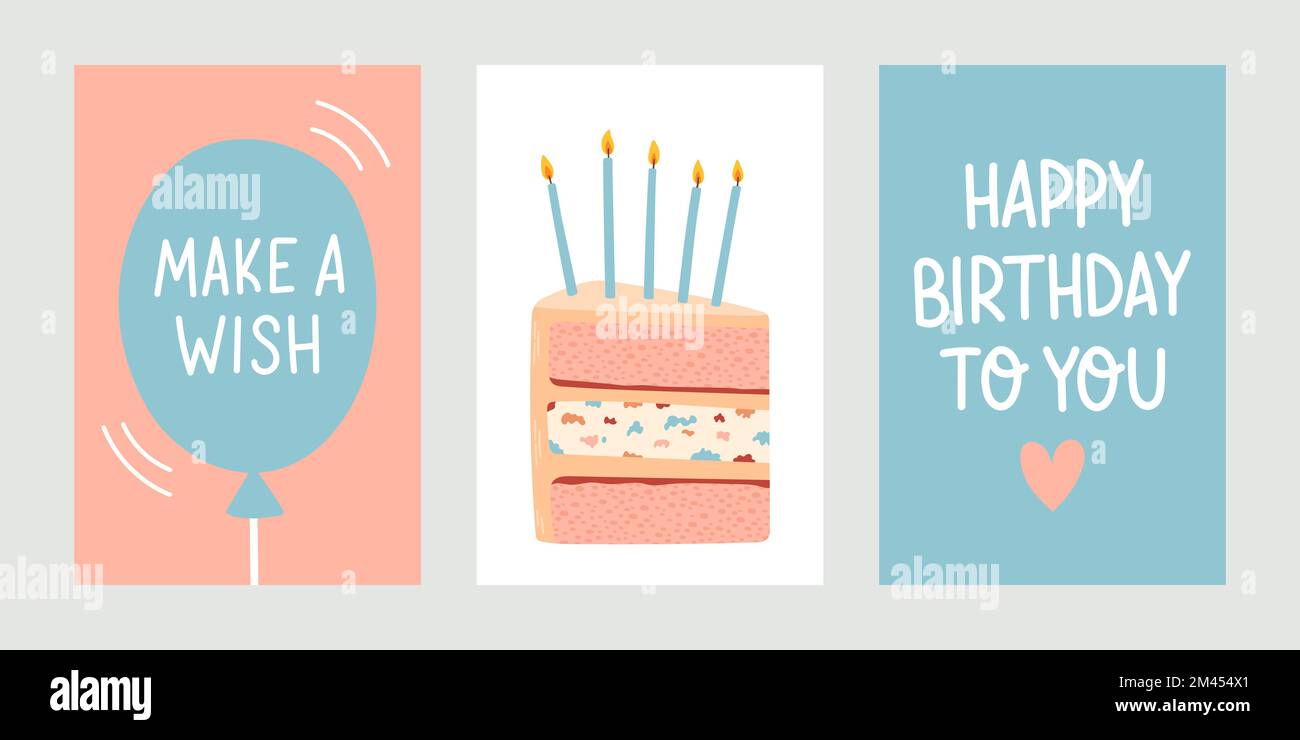 Set of birthday greeting cards vector design eps10 Stock Vector Image ...