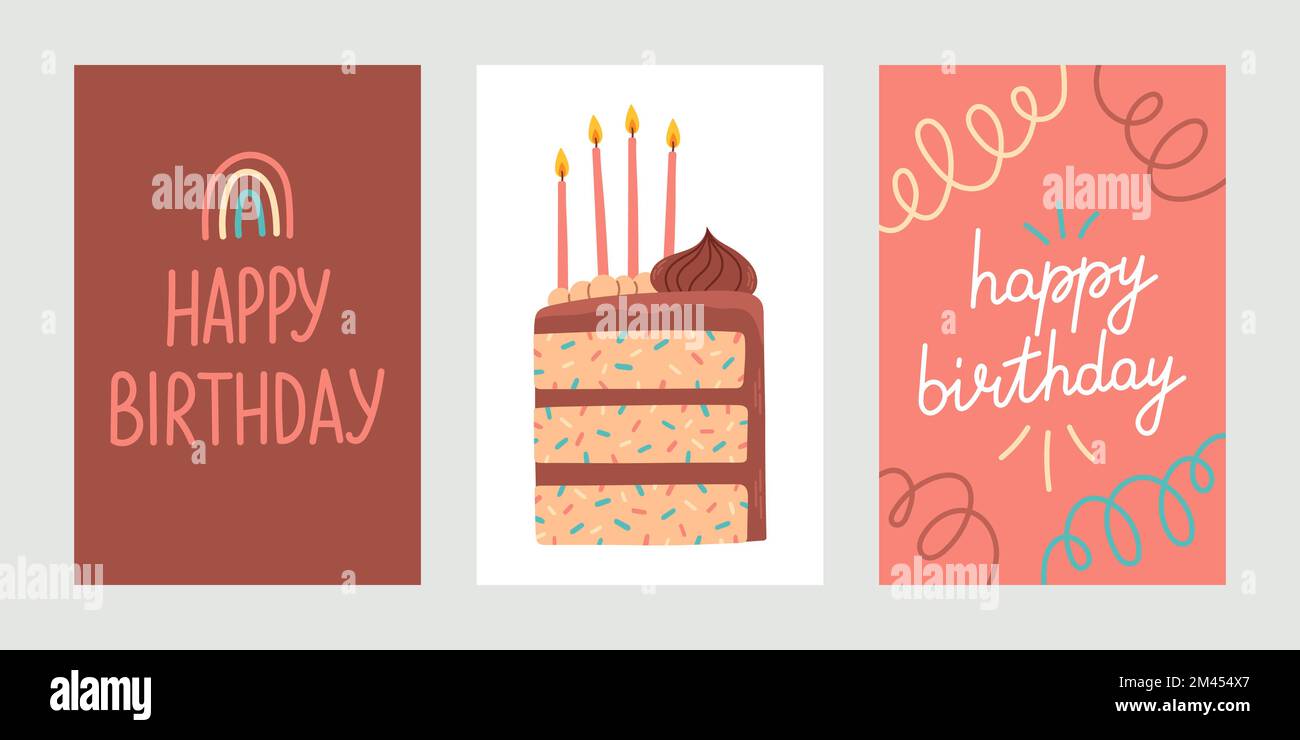 Set of birthday greeting cards vector design eps10 Stock Vector Image ...