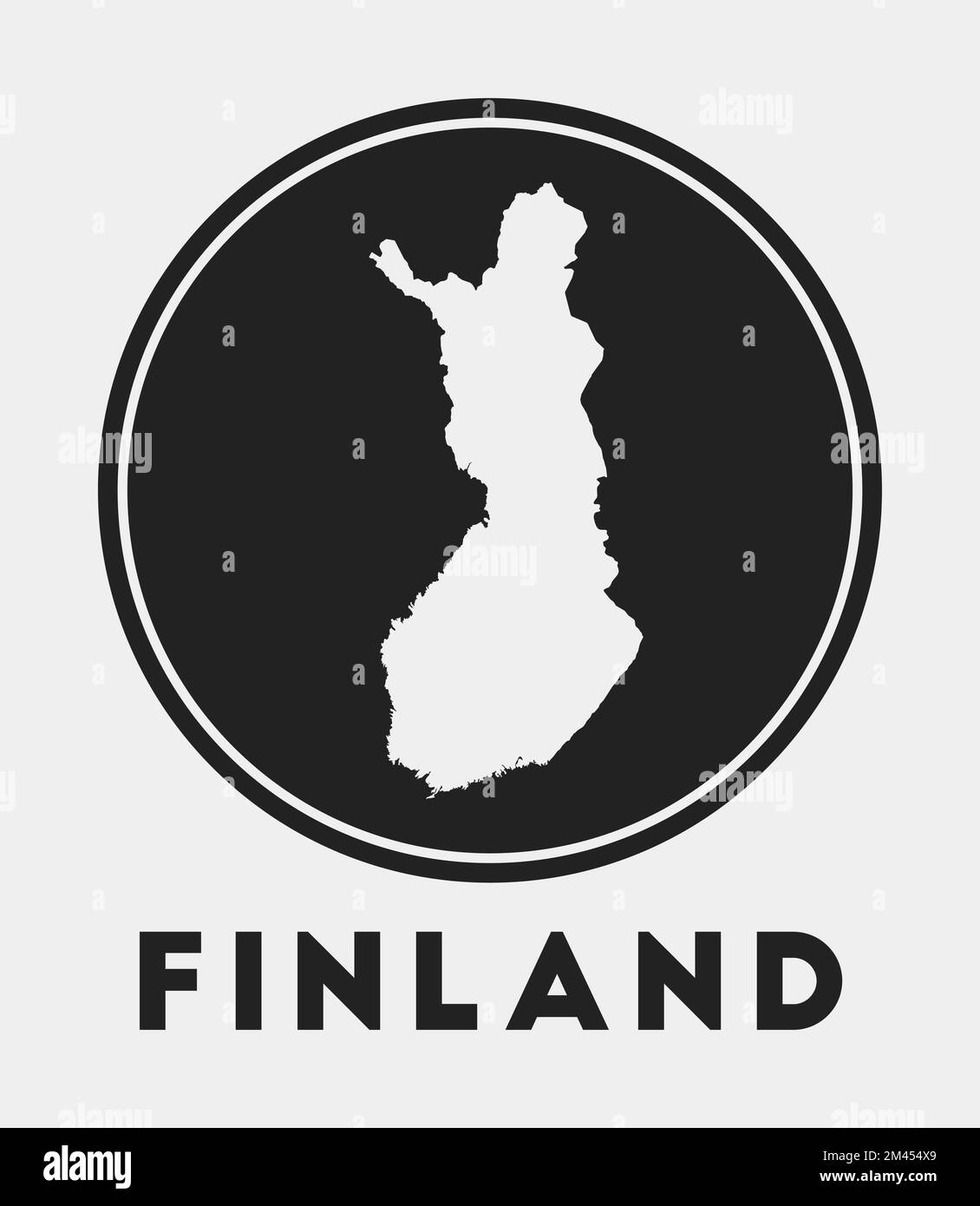 Finland icon. Round logo with country map and title. Stylish Finland ...