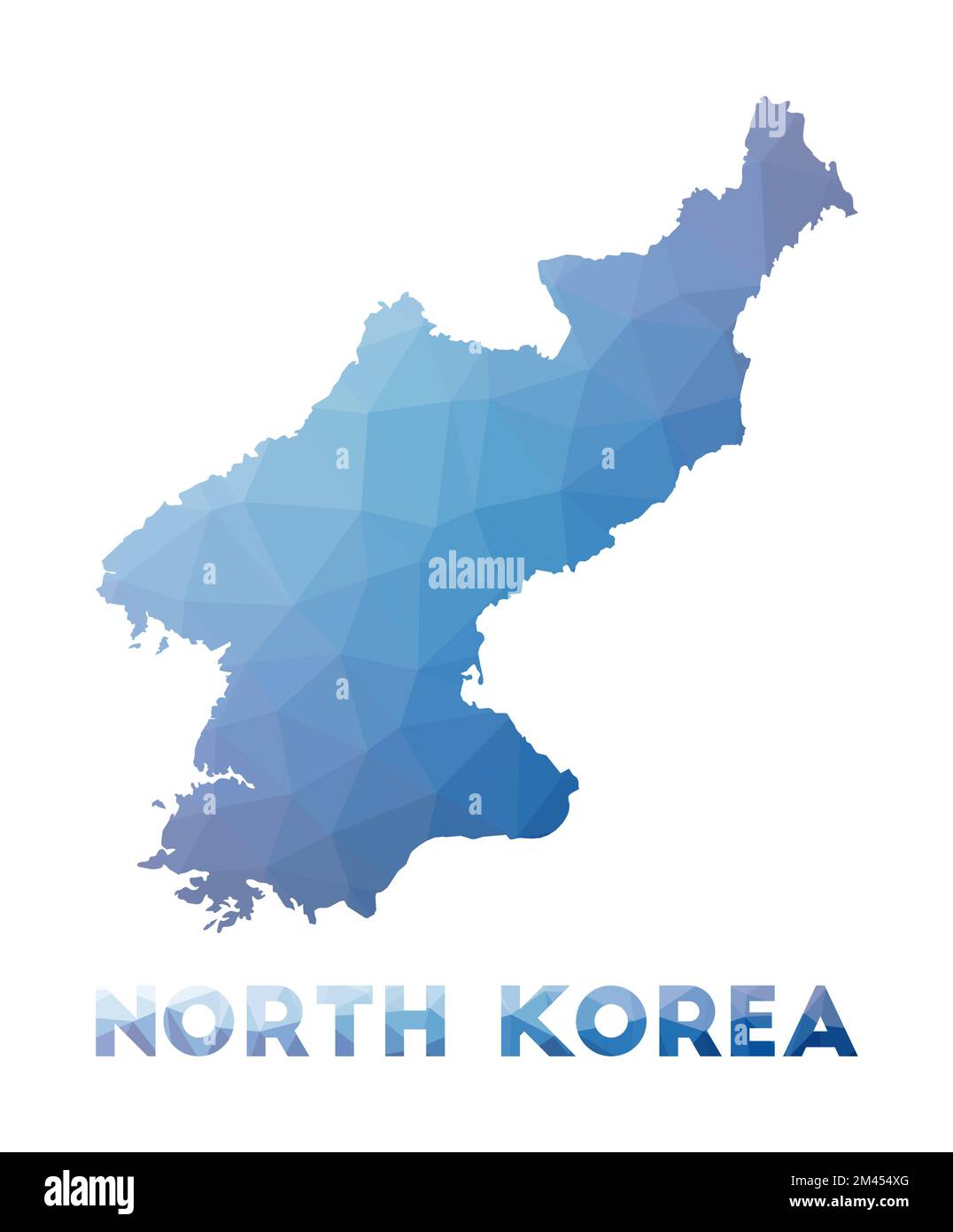 Low poly map of North Korea. Geometric illustration of the country ...