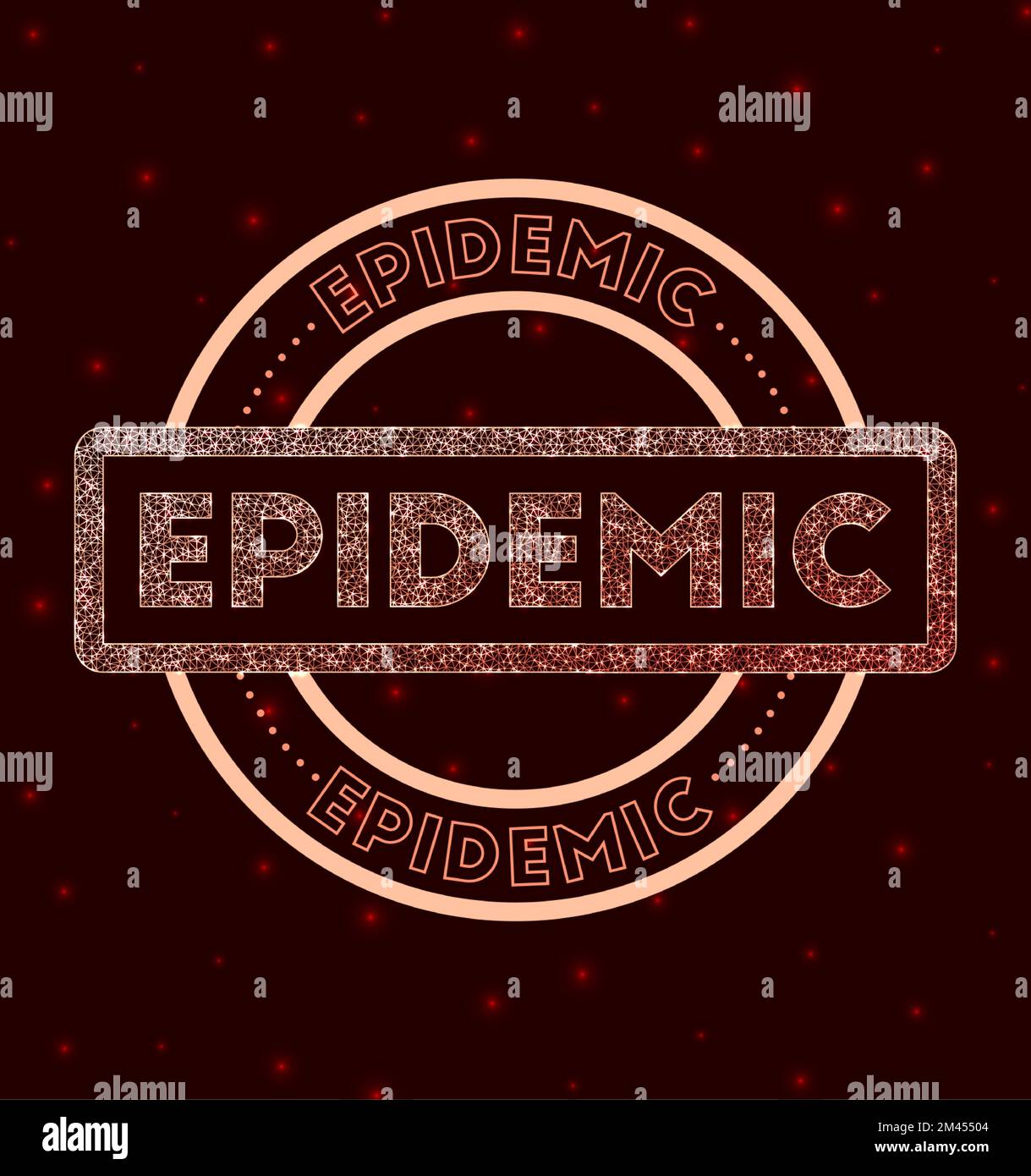 Epidemic badge. Glowing geometric round epidemic sign. Vector ...