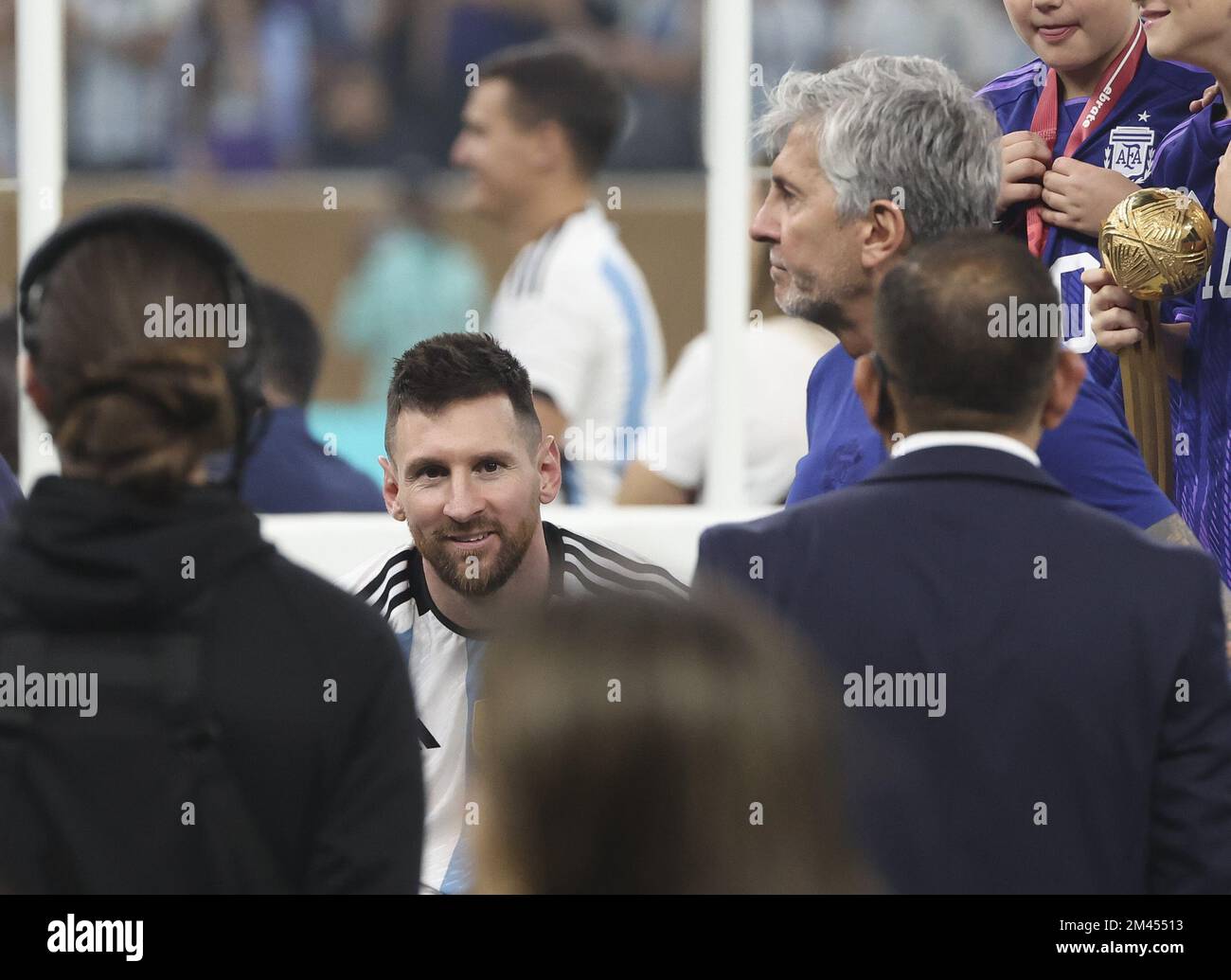 Al Daayen, Qatar - 18/12/2022, Lionel Messi of Argentina with his ...