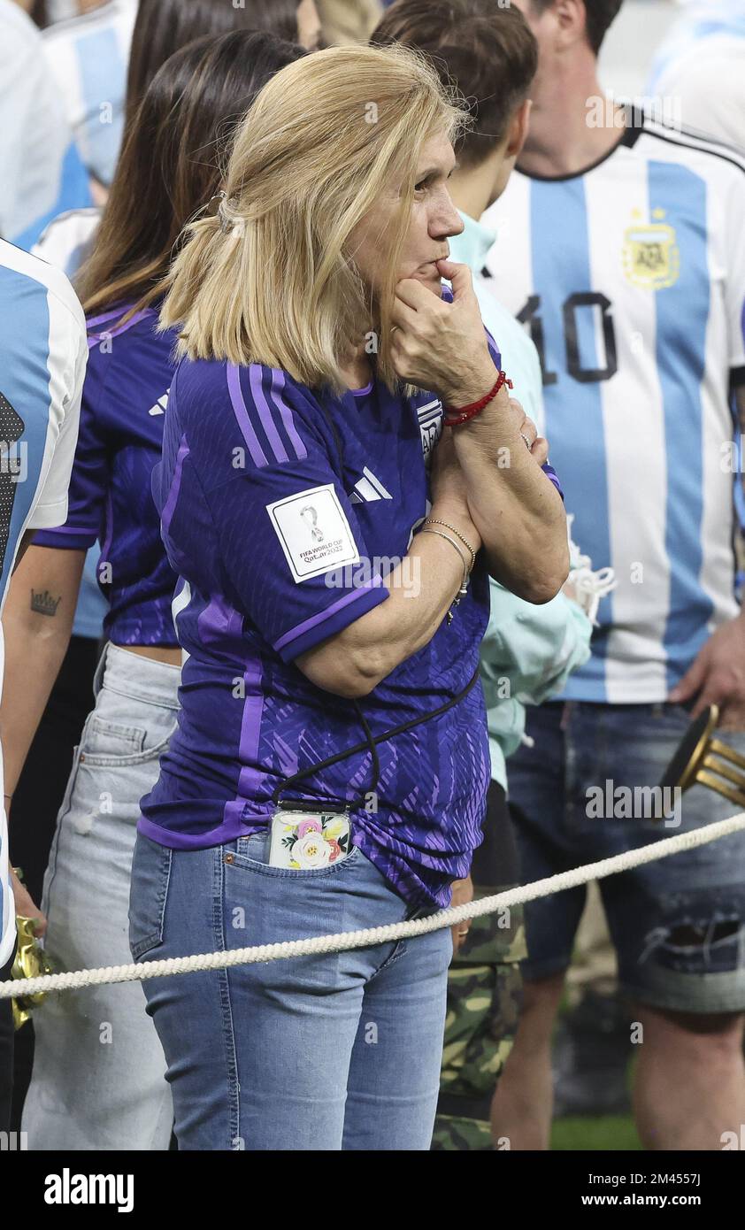 Al Daayen, Qatar - 18/12/2022, Celia Maria Cuccittini, mother of Lionel ...