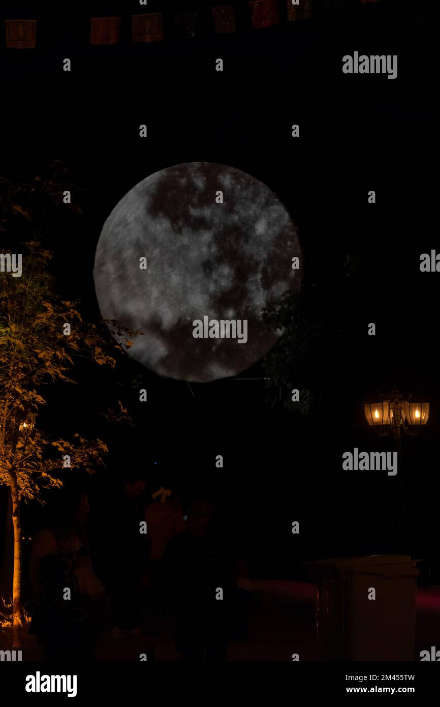 Full moon on the sky in the night. warm light headlamp mexico Stock ...