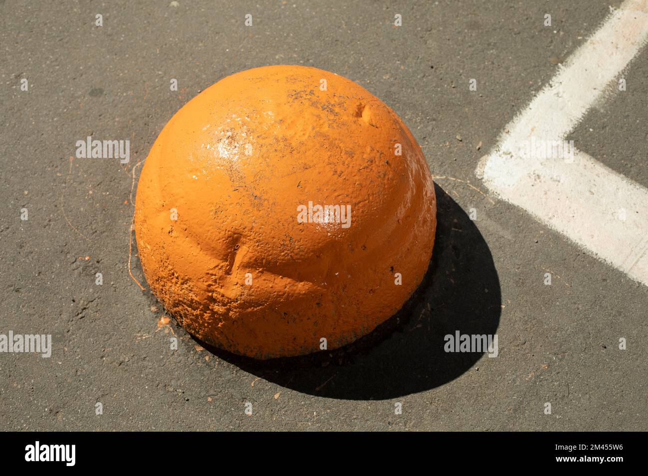 Orange motion blocker. Parking post. Sphere for transport. Traffic ...