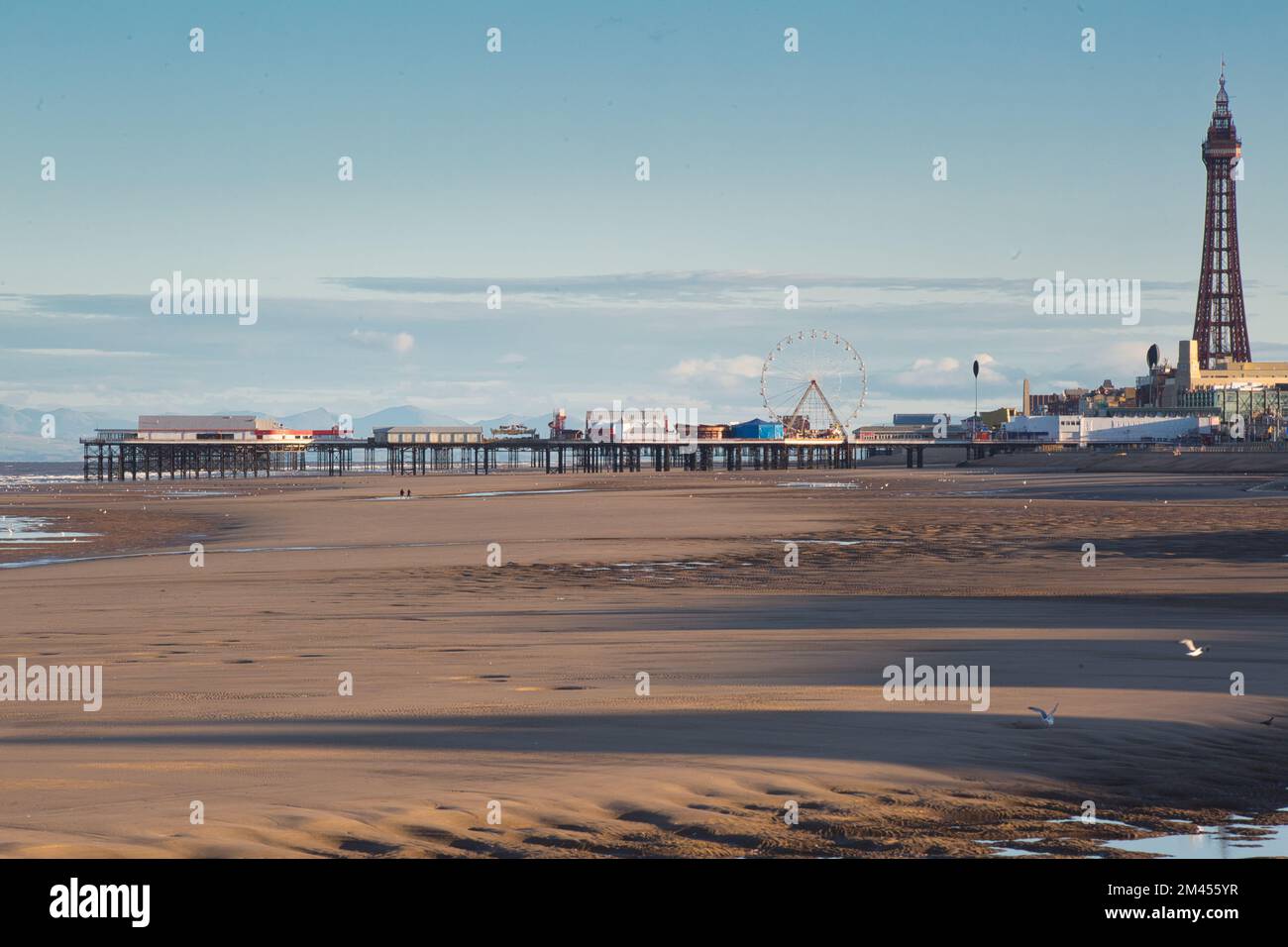 A beautiful view of Central Pier and the Blackpool Tower on the ...