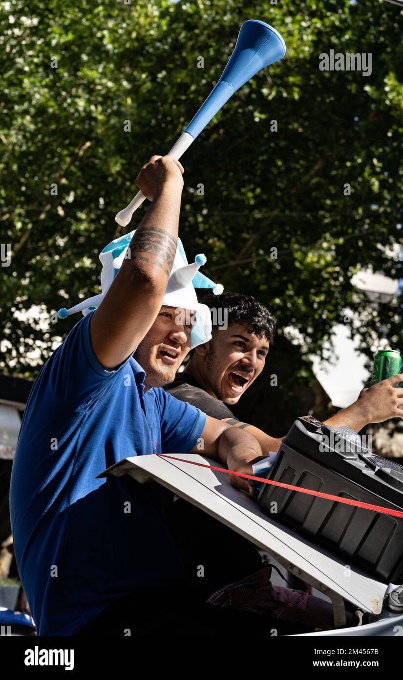 La Plata, Buenos Aires, Argentina - December 18, 2022: Fans celebrate ... La Plata, Buenos Aires, Argentina - December 18, 2022: Fans celebrate ...