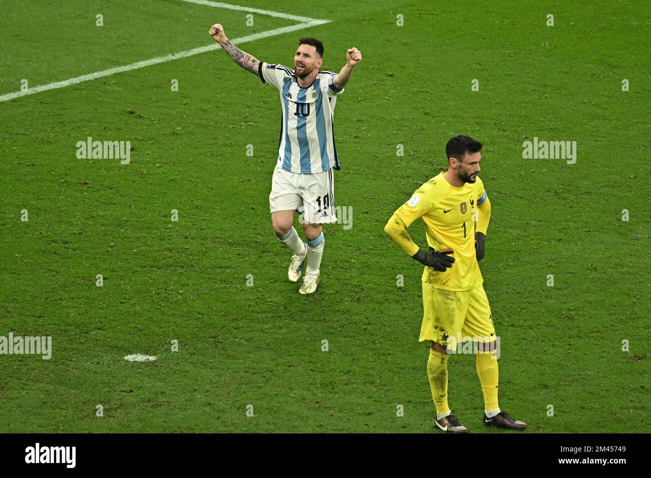 Lionel Messi of Argentina celebrates his goal during Argentina v France ...